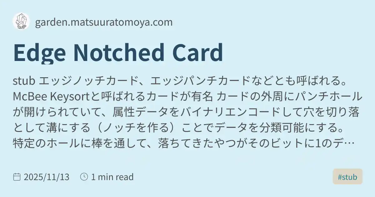 Edge Notched Card